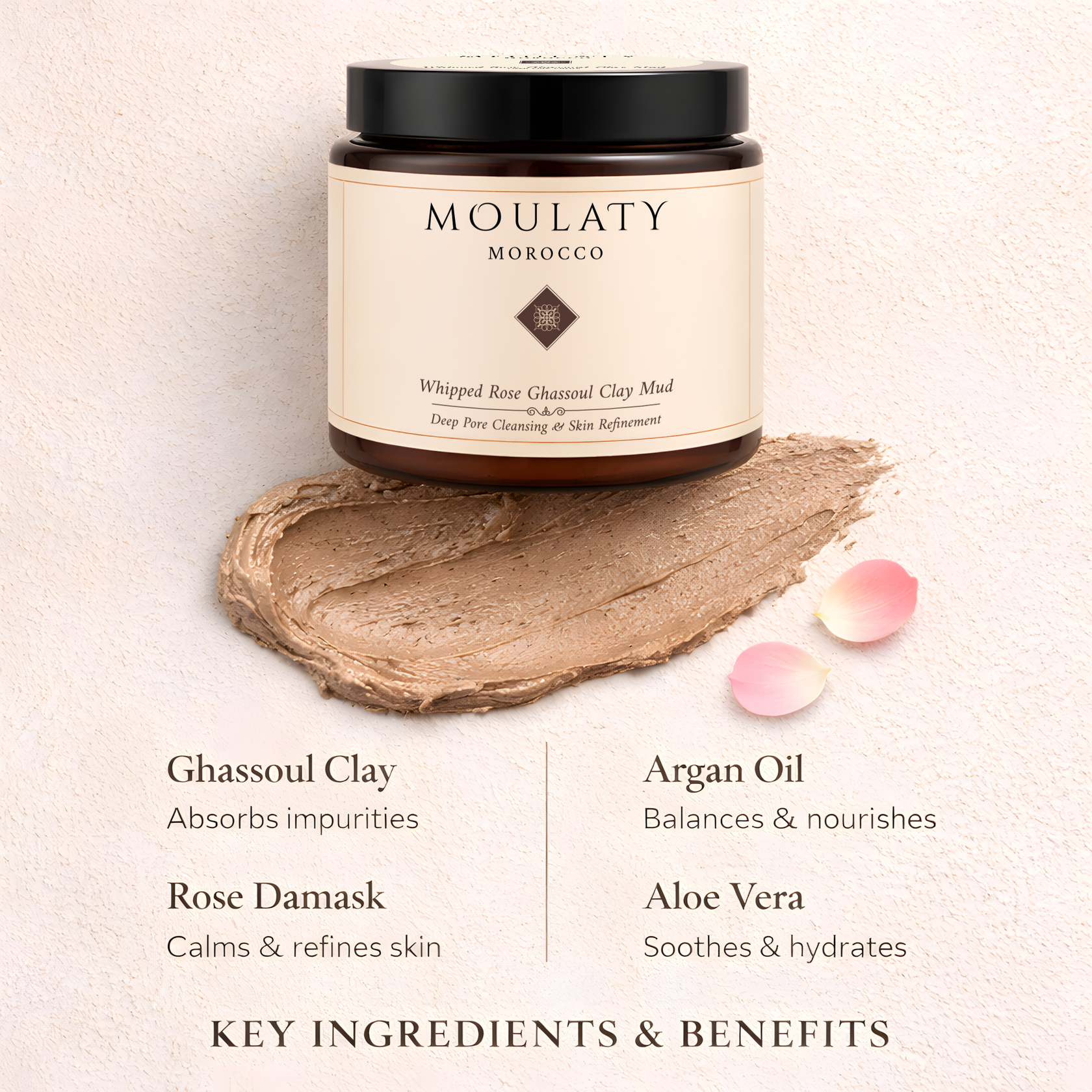 Whipped Ghassoul Clay Mask - Rose | MOULATY MOROCCO – Moulaty Morocco